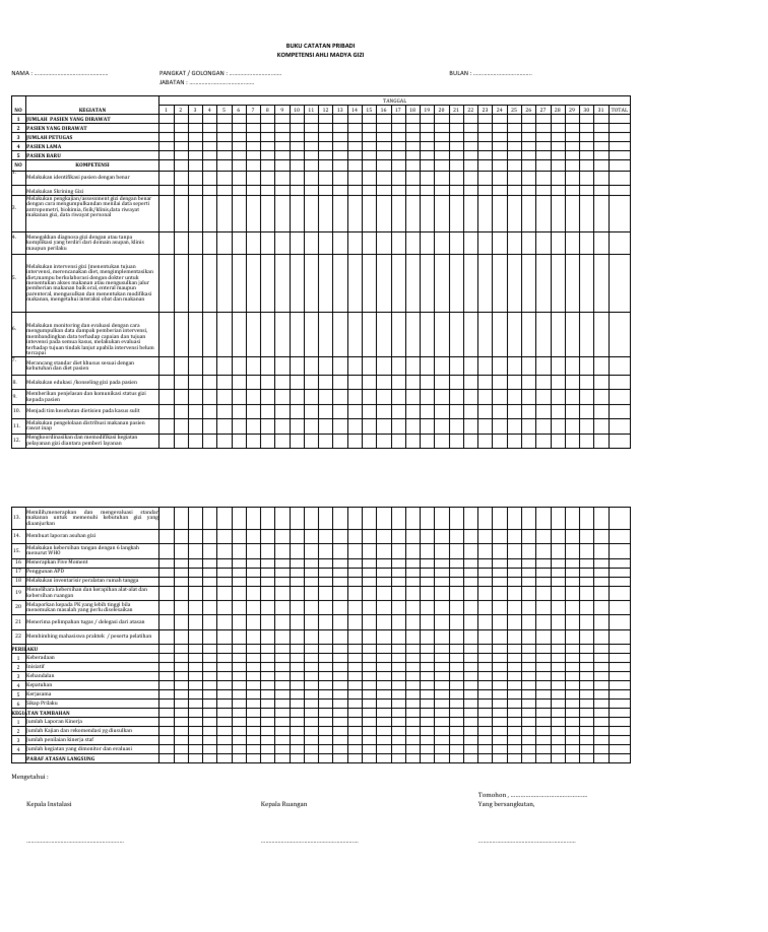 Log Book Gizi D3 | PDF