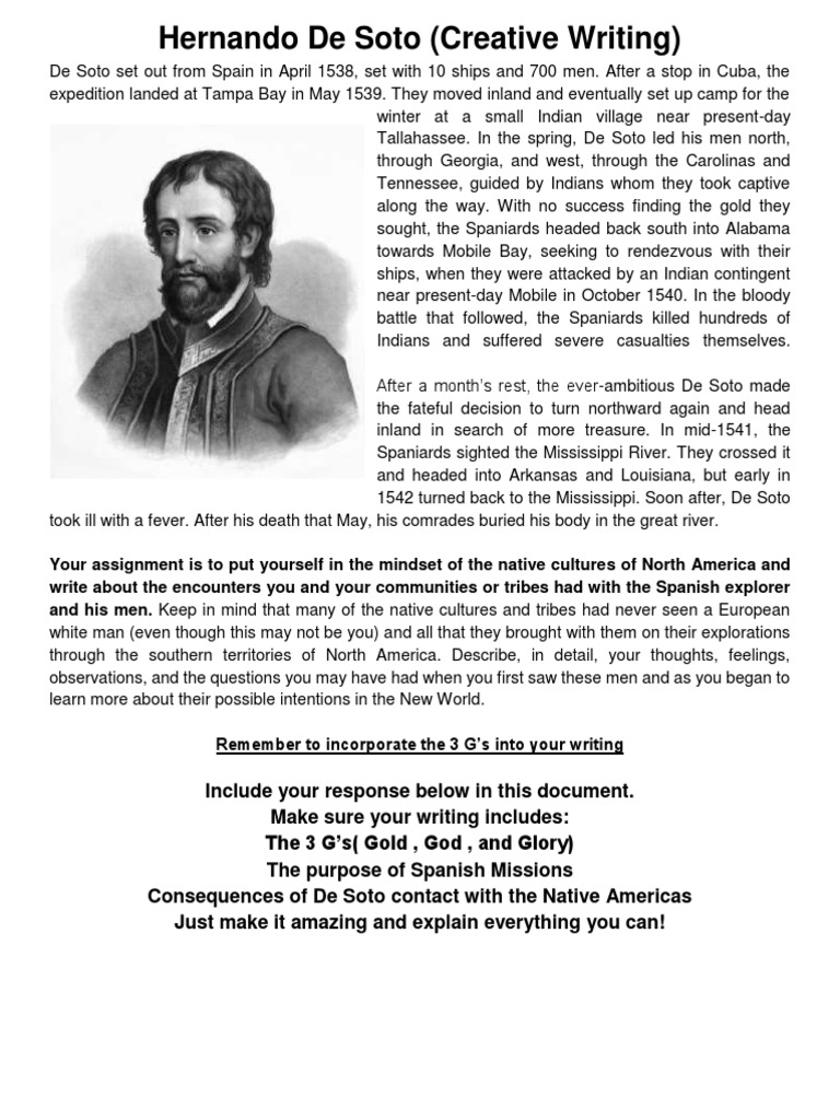 Herndando Desoto Creative Writing | PDF | European Colonization Of The ...