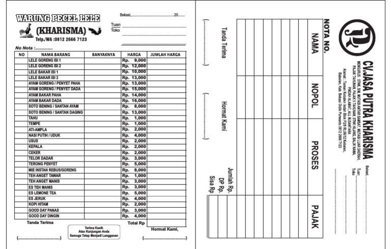 Nota Pembelian Makanan Warung | PDF
