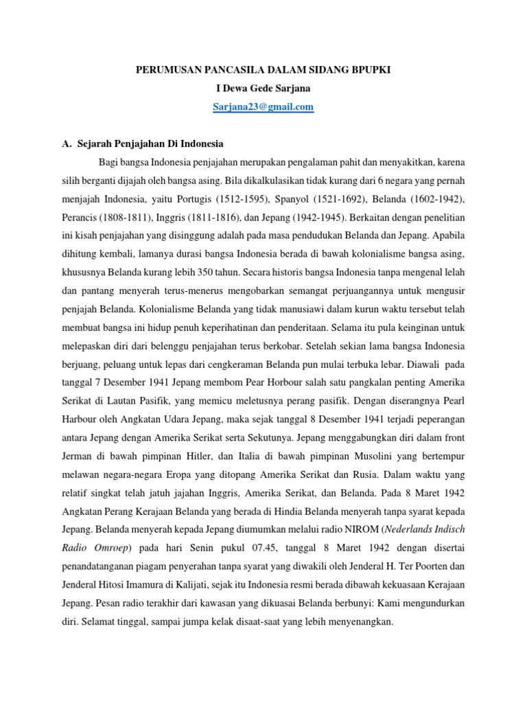 Perumusan Pancasila Dalam Sidang Bpupki | PDF