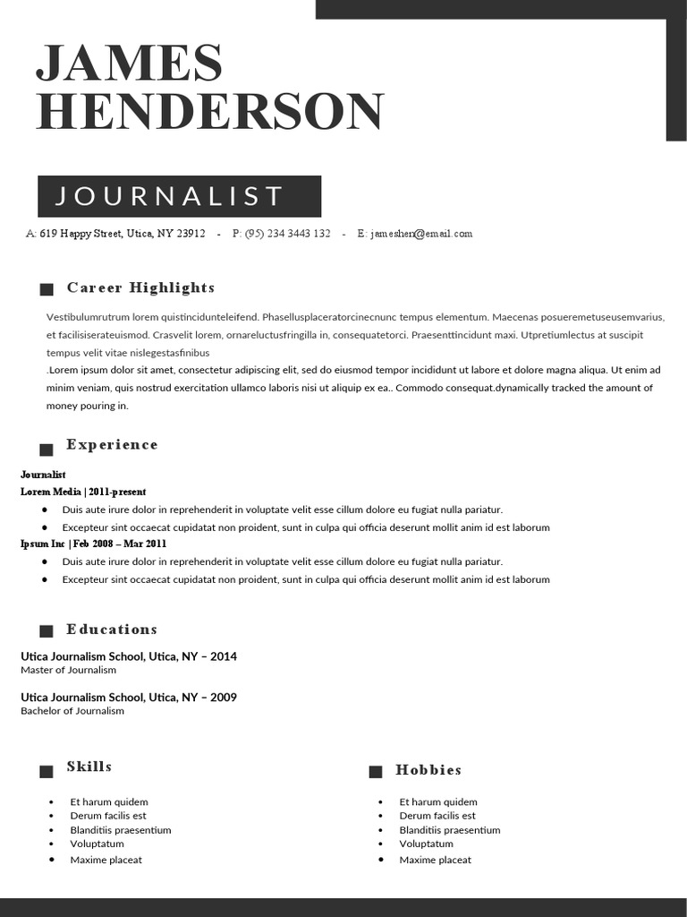 15 Template CV Word Gratis Journalist Word Resume | PDF