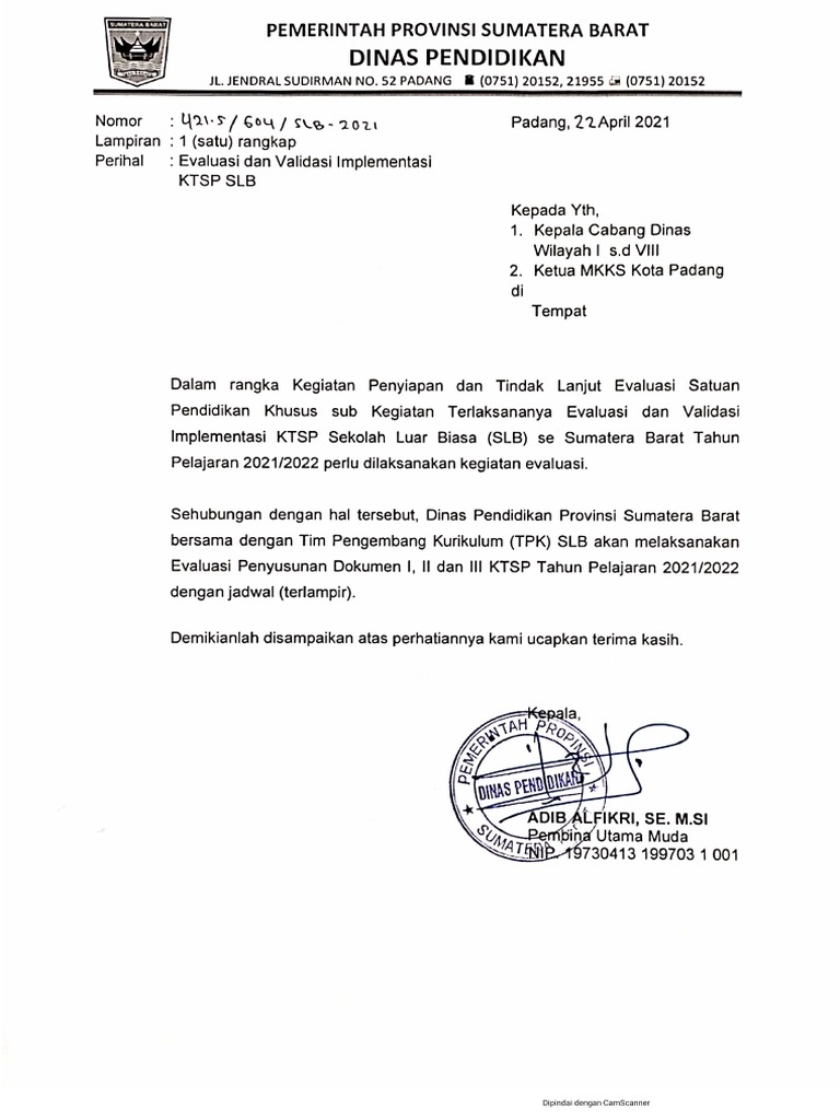 Surat TPK KTSP | PDF