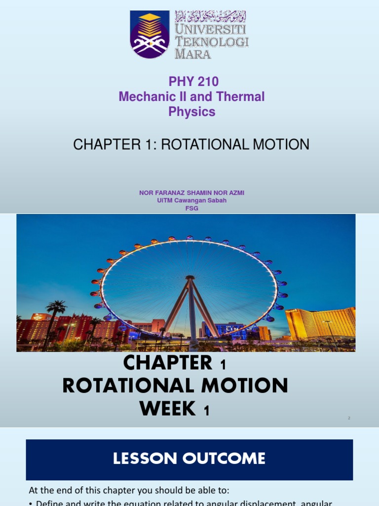 Chapter 1 (Week 1) | PDF | Rotation Around A Fixed Axis | Torque