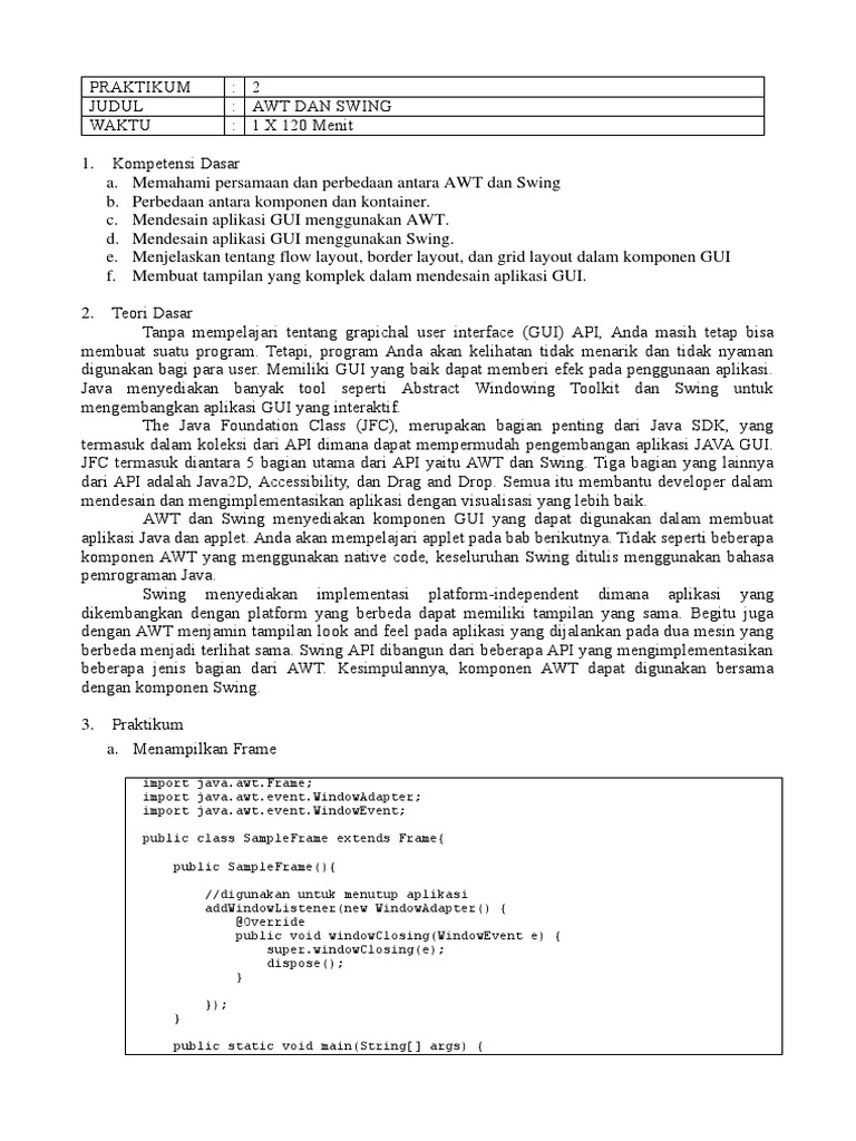 Modul 2 Awt Dan Swing | PDF