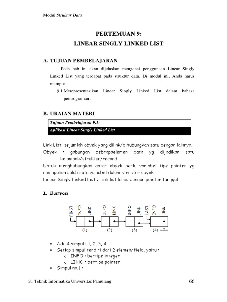Pertemuan 9 Linear Singly Linked List | PDF