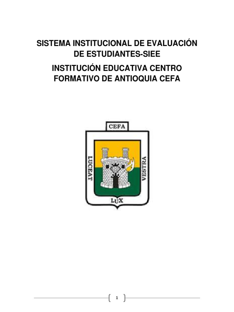 Sistema Institucional de Evaluación de Estudiantes-Siee Institución ...