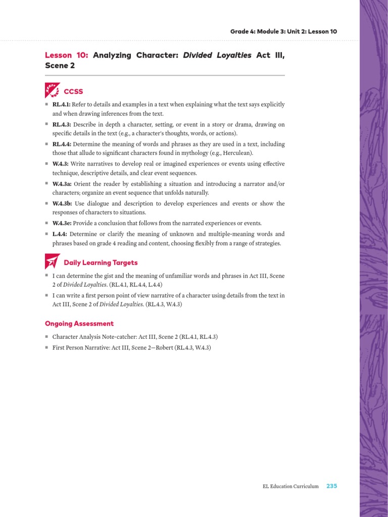 Lesson 10:: Analyzing Character: Divided Loyalties Act III, Scene 2 ...