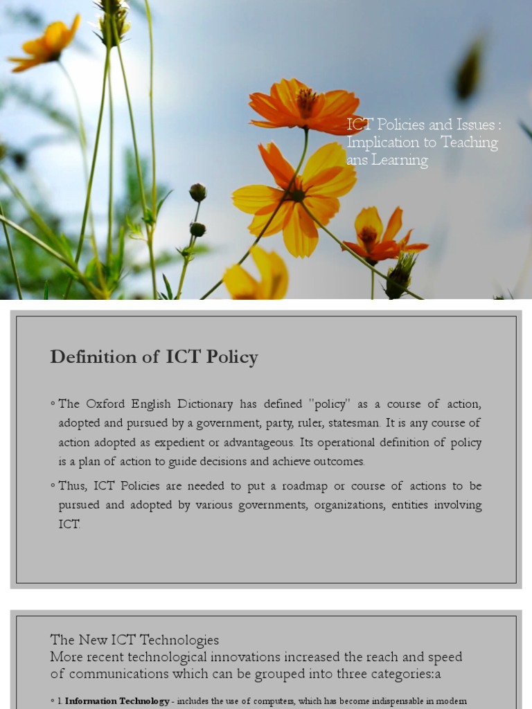 The Implications of ICT Policies and Technologies for Teaching and Learning | PDF | Information ...