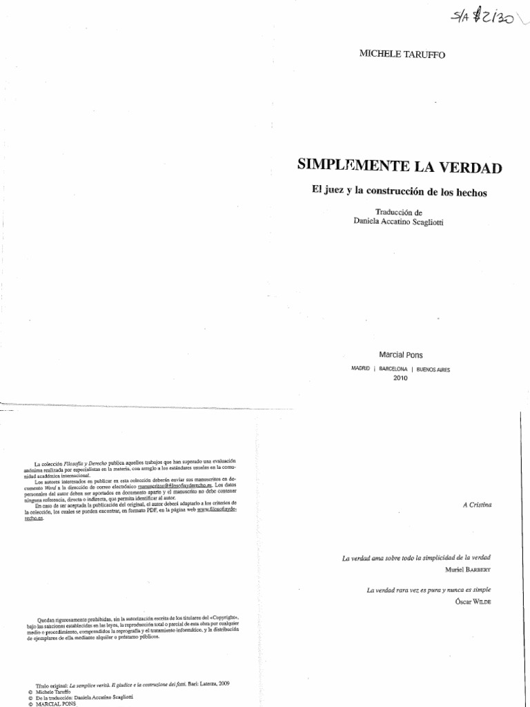 Taruffo - Simplemente La Verdad | PDF