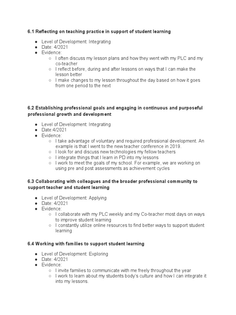 CSTP 6 Developing As A Professional Educator | PDF | Lesson Plan | Teachers