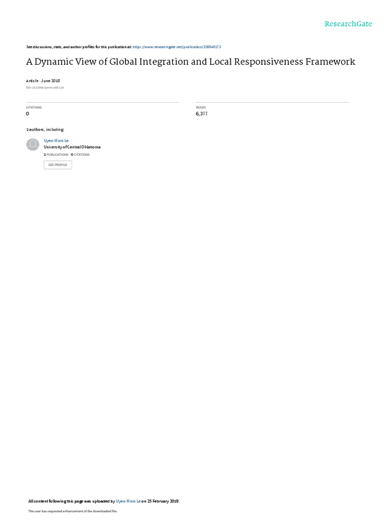 A Dynamic View of Global Integration and Local Responsiveness Framework ...