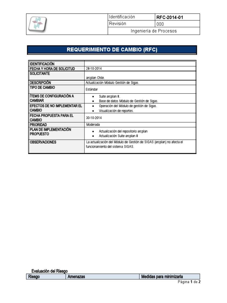 RFC Plantilla | PDF | Gestión de tecnología de la información | Edad de ...