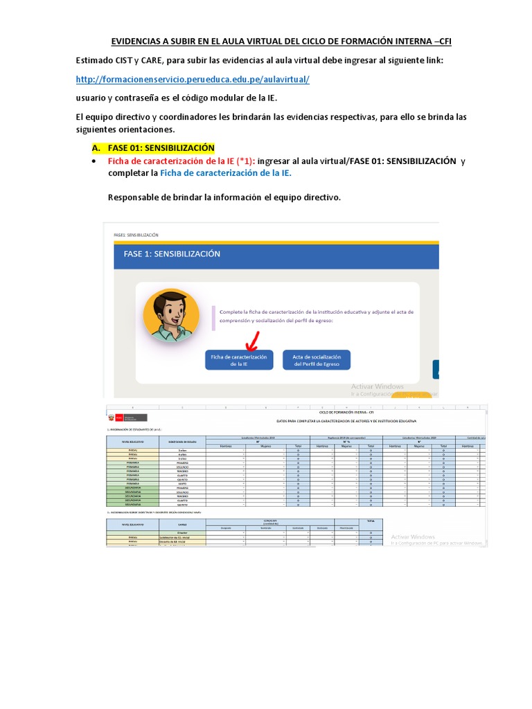 Orientaciones para Subir Las Evidencias en El Aula Virtual Del Cfi | PDF | Informática ...