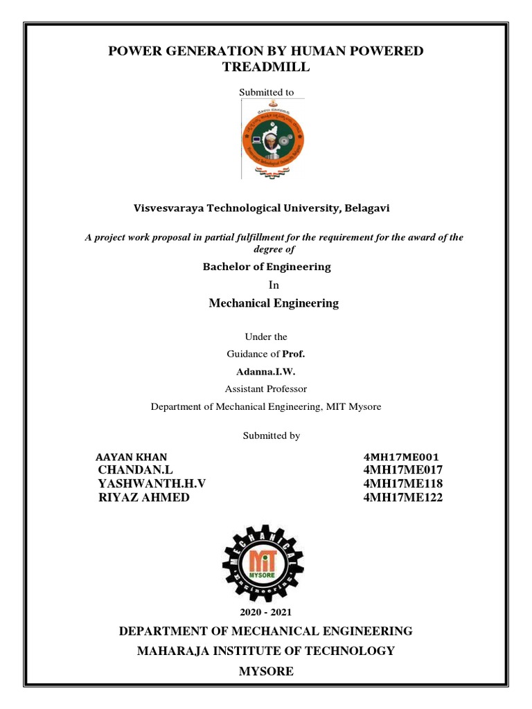 POWER GENERATION BY HUMAN POWERED TREADMILL Phase1 Report | PDF ...