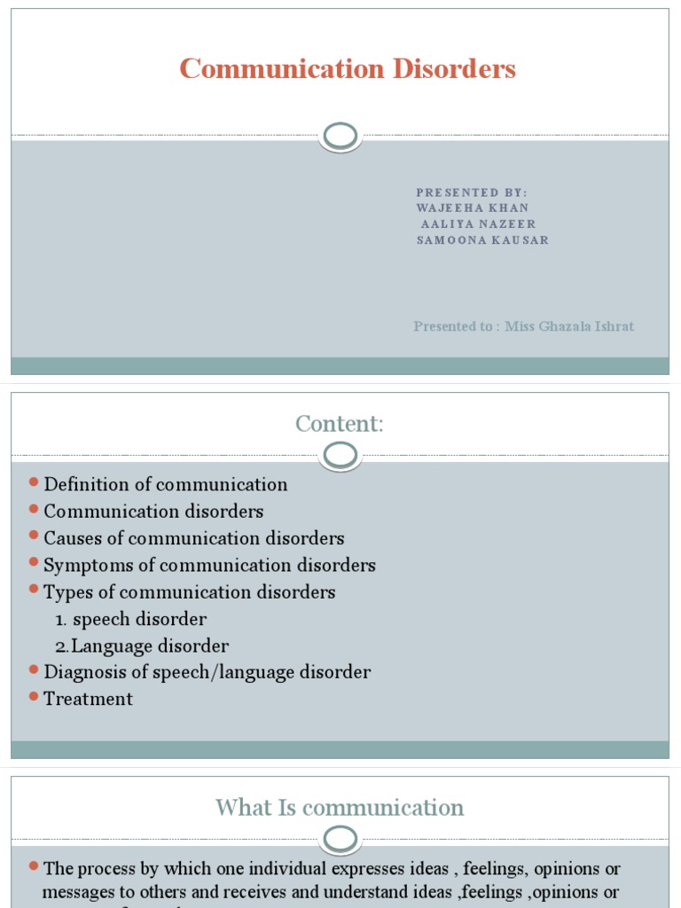 Communication Disorders PPT (1) (1) 23-04-2020 | PDF | Speech | Mental ...