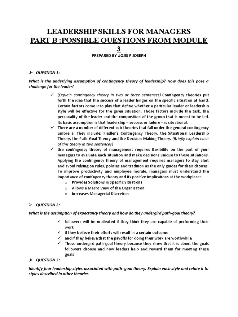 Leadership Skills For Managers-Qp | Download Free PDF | Transformational Leadership | Leadership