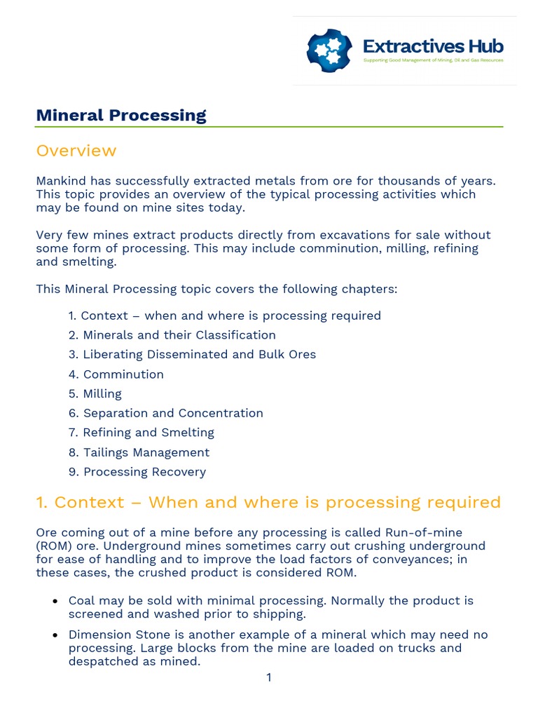 Overview of Mineral Processing Techniques | PDF | Mill (Grinding) | Mining