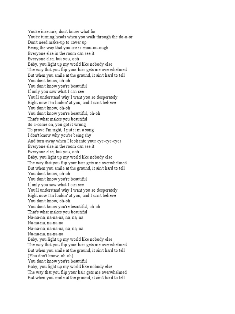 What Makes You Beautiful Lyrics | PDF