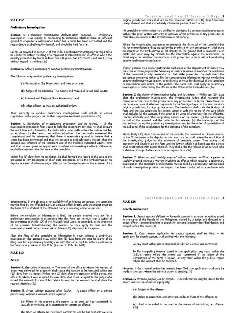 Consti II Session 2 | PDF | Probable Cause | Prosecutor