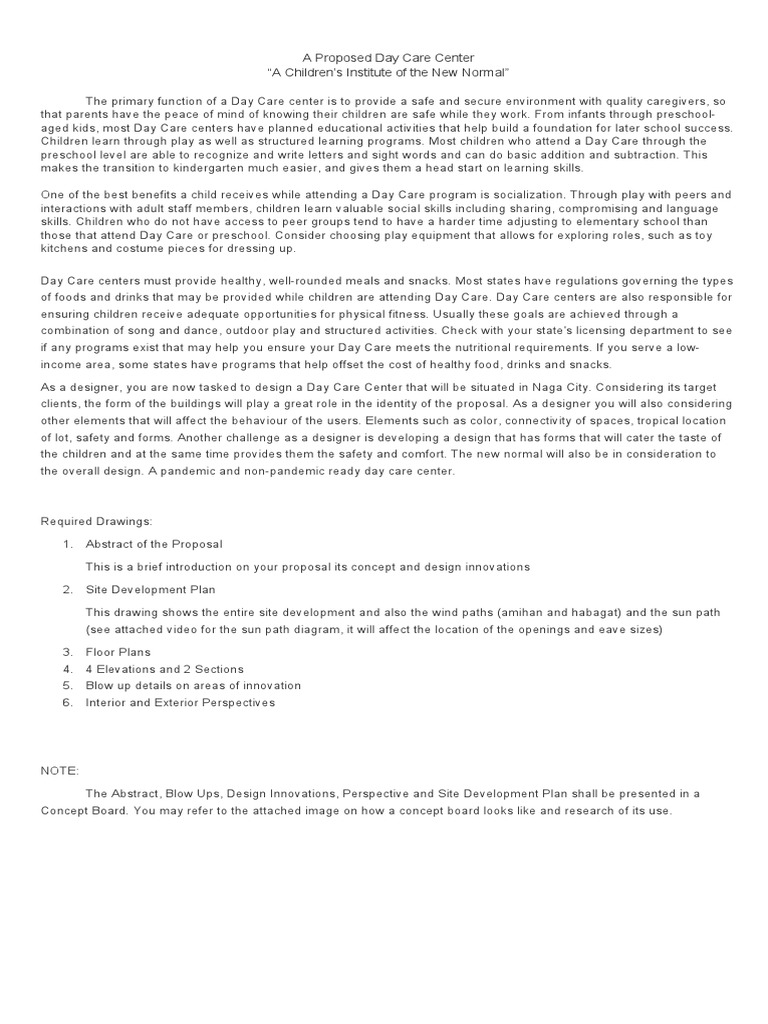 A Proposed Day Care Center | PDF | Child Care | Relationships