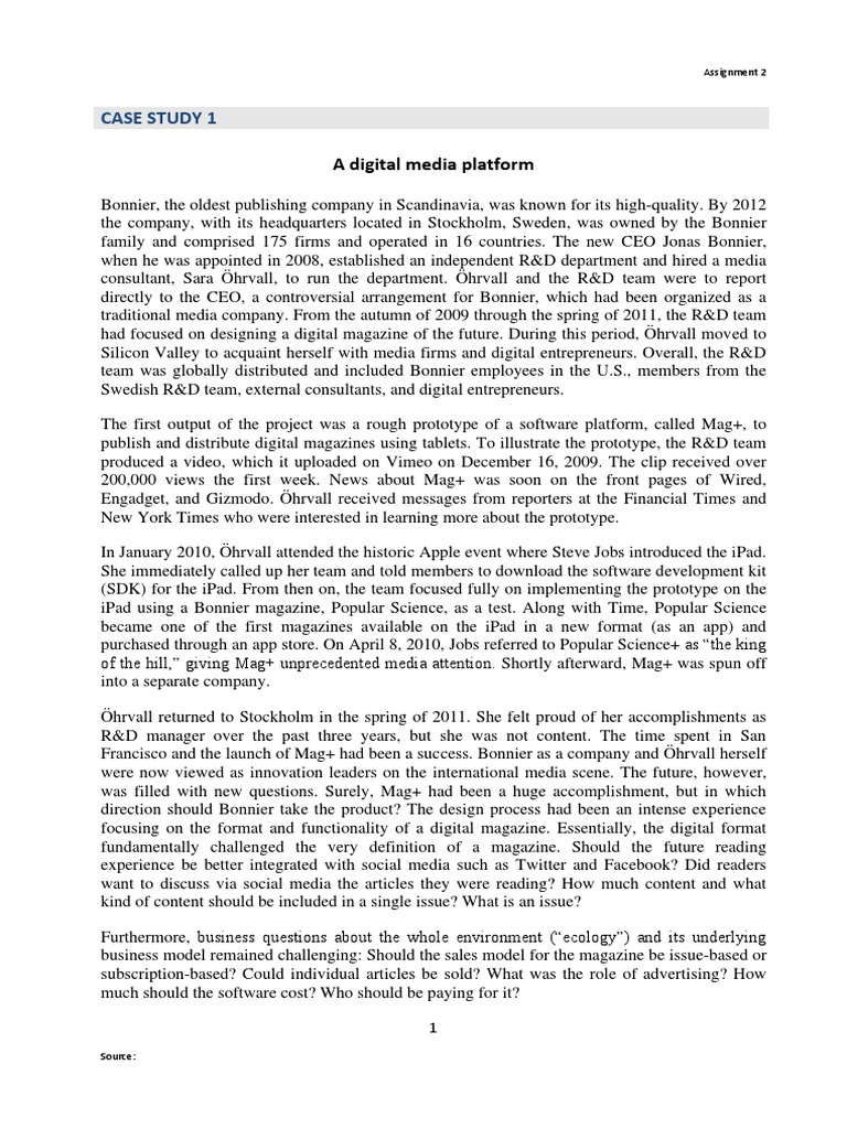 Case Study 1 - Digital Media Platform | PDF | App Store (I Os) | Web 2.0