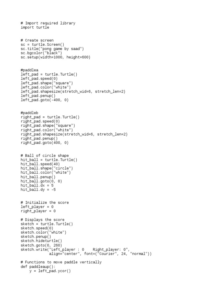 Python Pong Game | PDF | Computer Programming | Teaching Mathematics