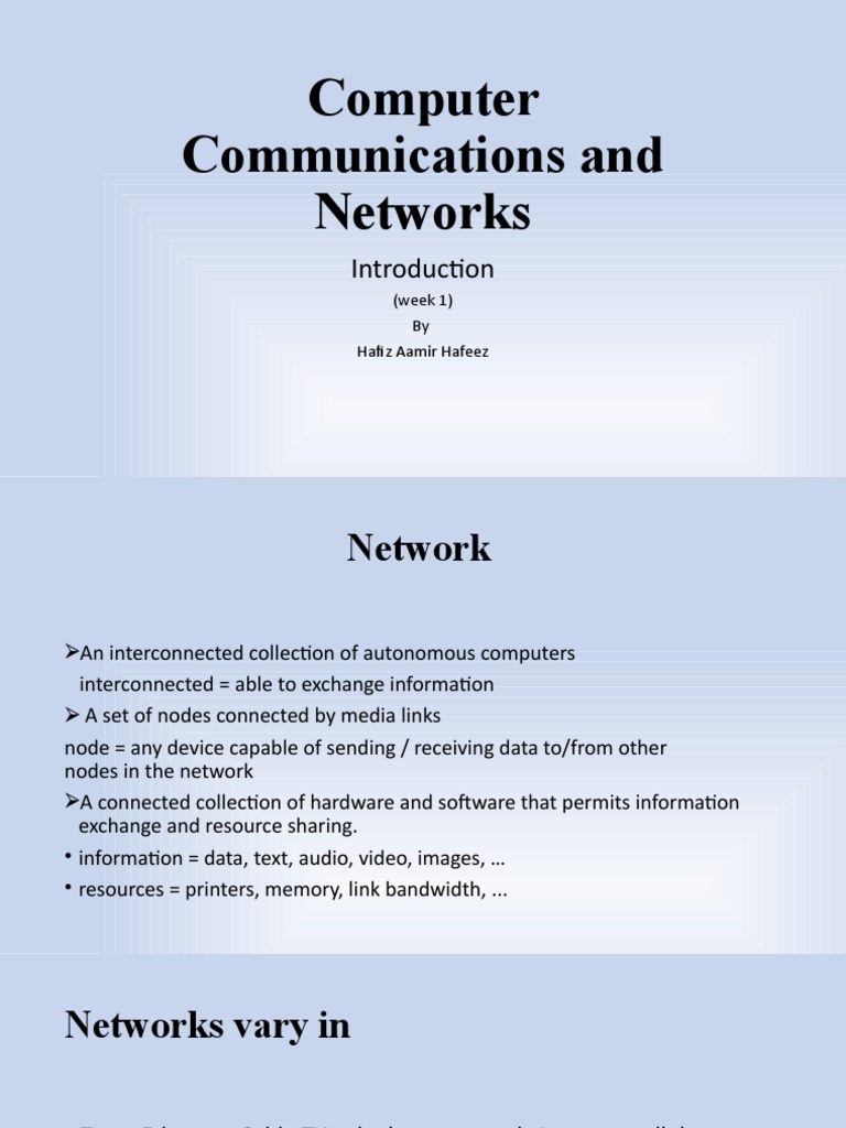 Computer Communications and Networks: (Week 1) by Hafiz Aamir Hafeez | PDF | Osi Model ...
