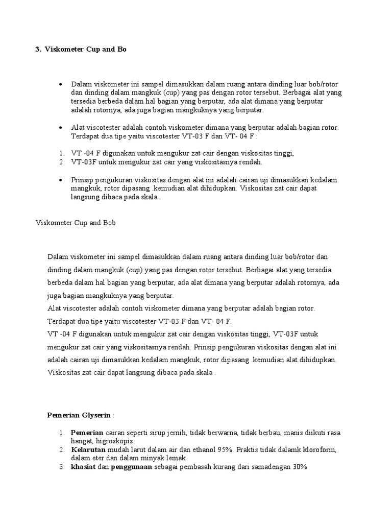METODE PENGUKURAN VISKOSITAS MENGGUNAKAN VISKOMETER CUP AND BOB | PDF