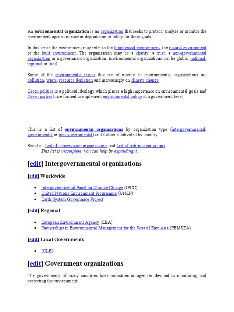 List of Environmental Organizations | PDF | Environmental Protection ...