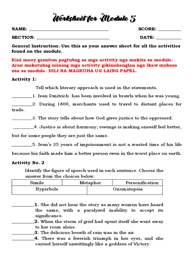 Worksheet For Module 5 | PDF