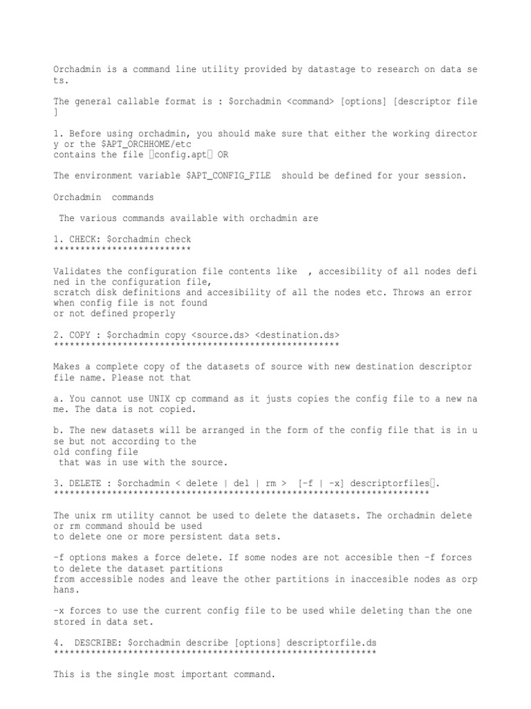 Unix Orchadmin Commands | PDF | Computer File | Command Line Interface