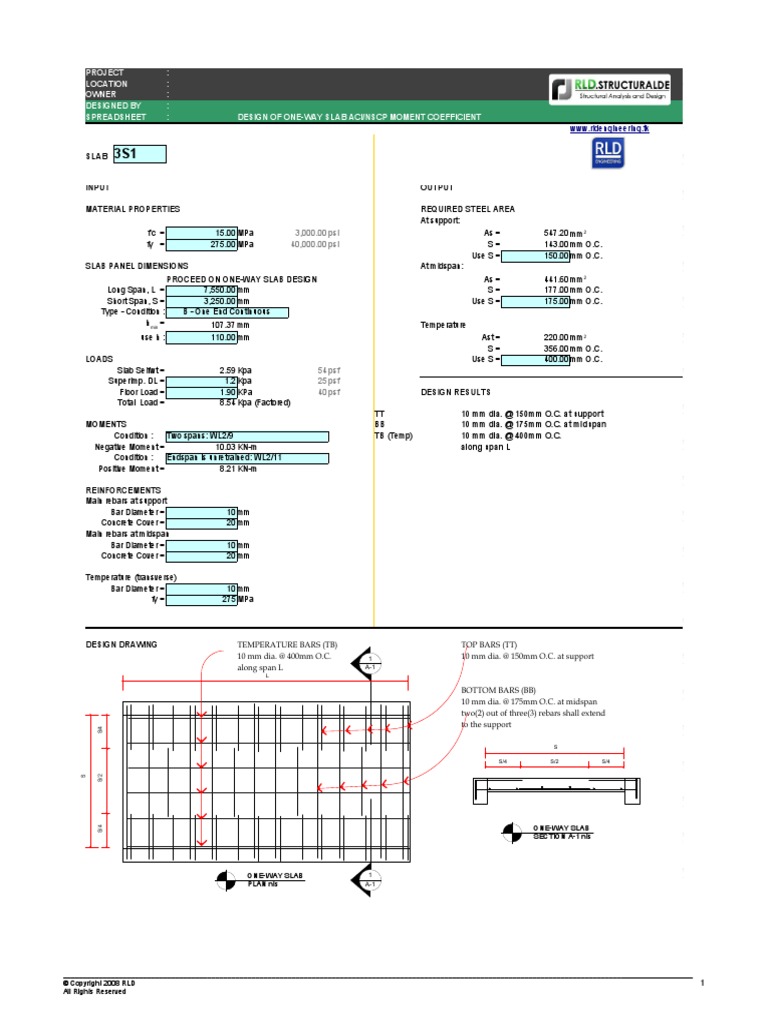 Reinforced Concrete One Way Slab Design | PDF | Building Materials ...