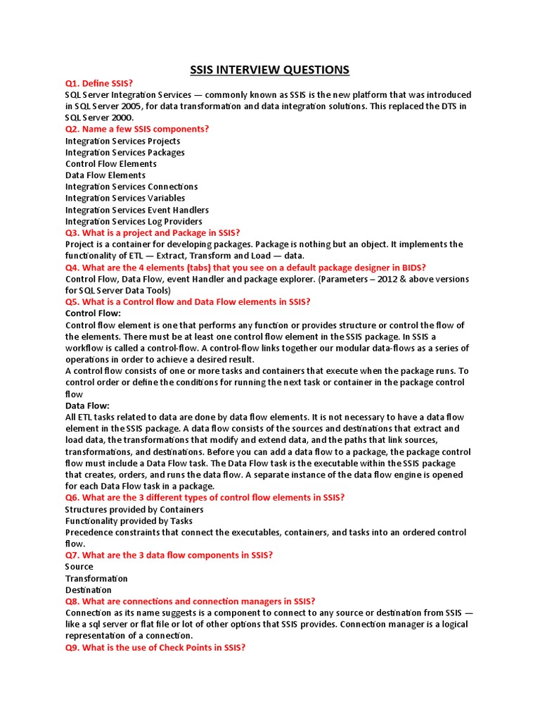 Ssis Interview Questions | PDF | System Software | Computer Science