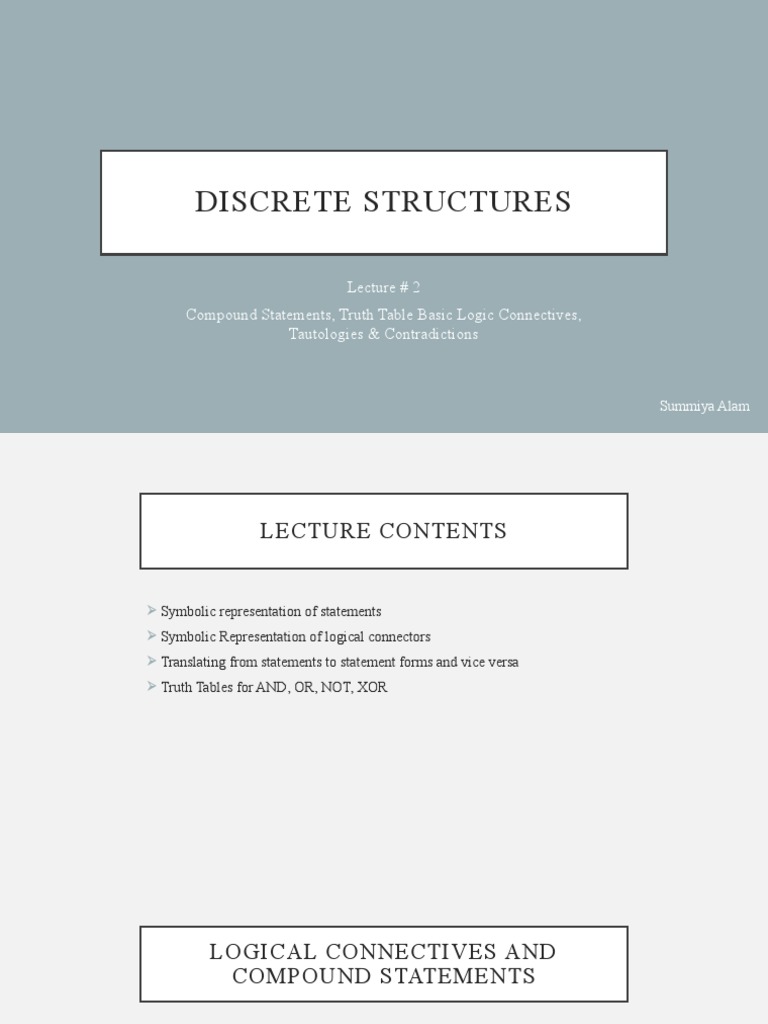 DS Lecture 2 (Compound Statements) | Download Free PDF | Logic ...
