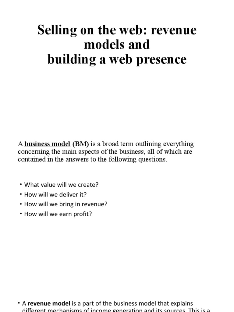 Web Revenue Models & Strategies | PDF | Cloud Computing | Business