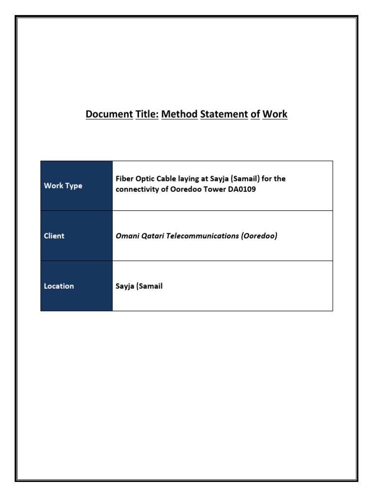 2973 - Method Statement For Cable Laying | PDF | Personal Protective ...