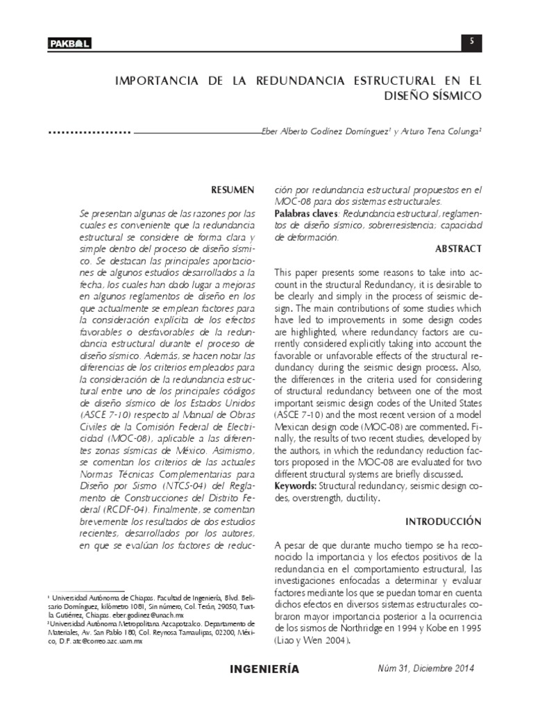 Redundancia Estructural | PDF | Elasticidad (Física) | Diseño