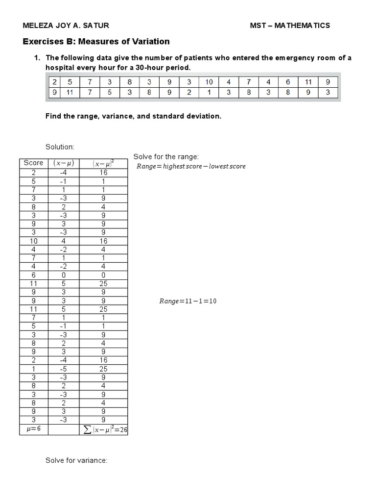 Measures of Variation in Data Analysis | PDF | Weighted Arithmetic Mean ...