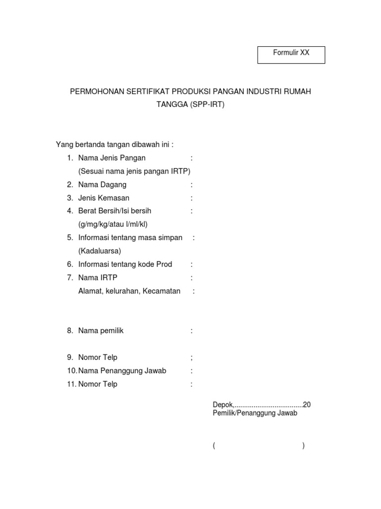 Form - PIRT Depok | PDF