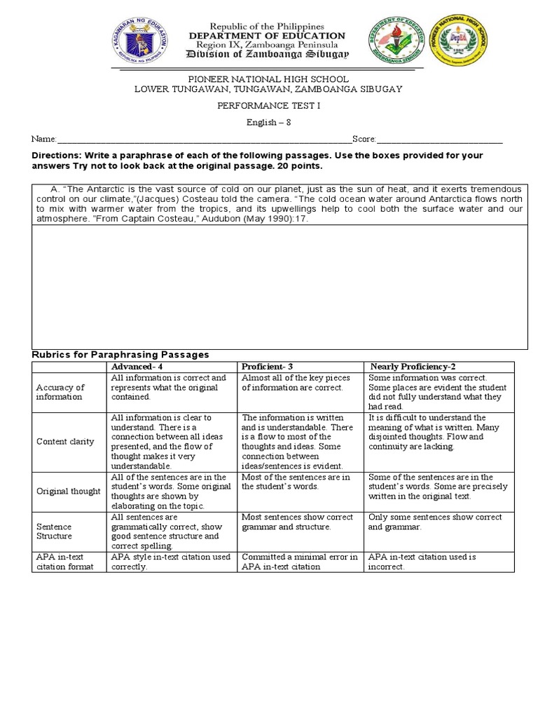 Performance Test English 8 | PDF | Adverb | Verb
