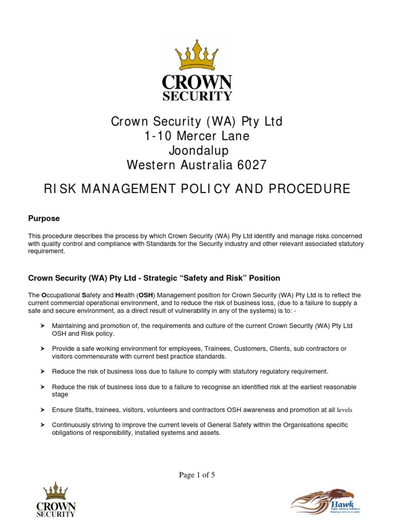 Risk Management - Policy and Procedure | PDF | Risk Management ...