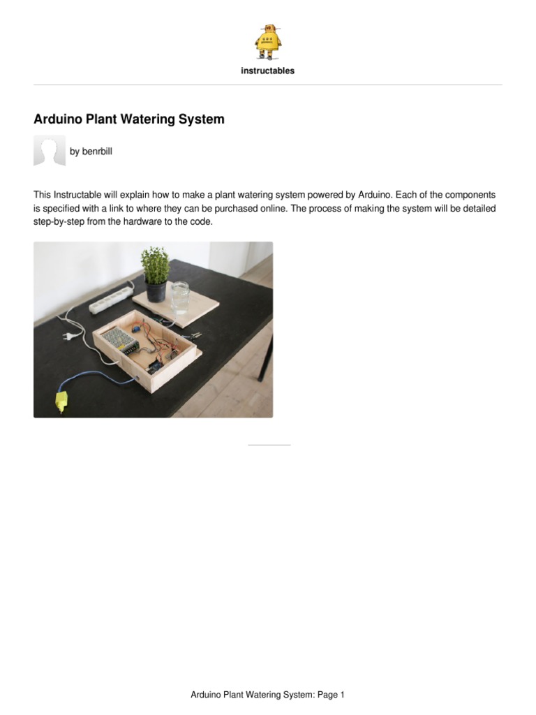 Arduino Plant Watering System: Instructables | PDF | Arduino | Wire