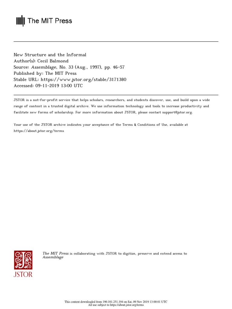 New Structure and The Informal - Cecil Balmond - 1997 | PDF | Chaos ...
