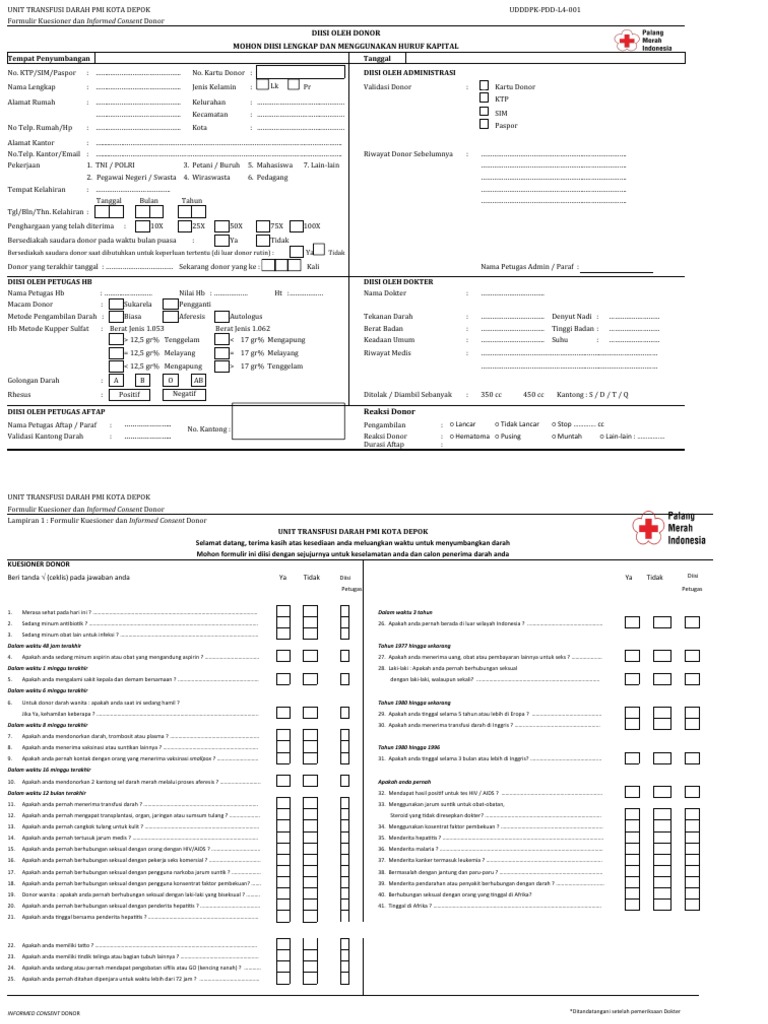 Form Donor Darah Terbaru 1 | PDF