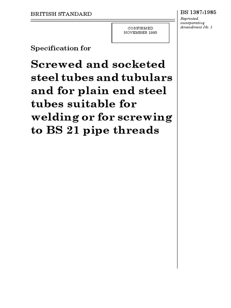 Screwed and Socketed Steel Tubes and Tubulars and For Plain End Steel ...