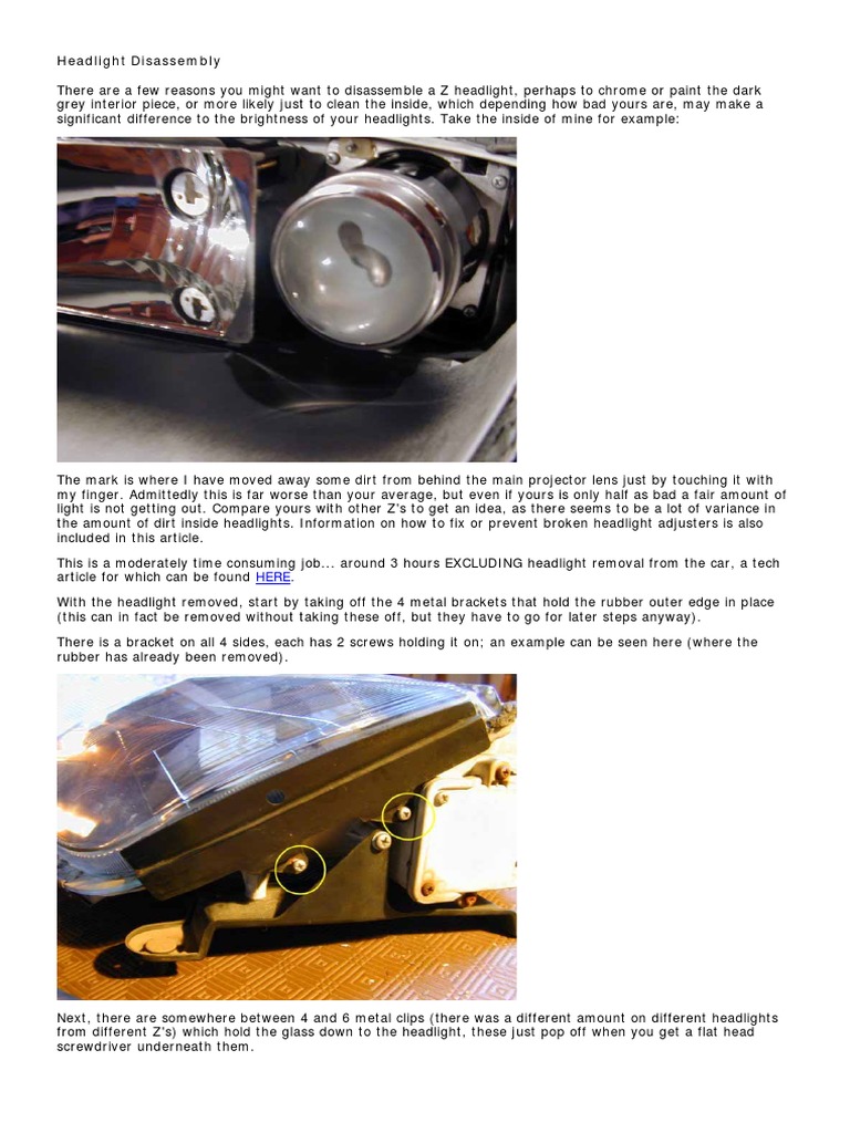 300zx Z32 Headlight Disassembly | PDF | Headlamp | Gear