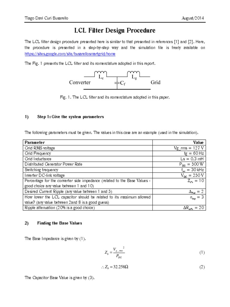 LCL Filter Design Procedure | PDF | Electrical Engineering | Electronic ...