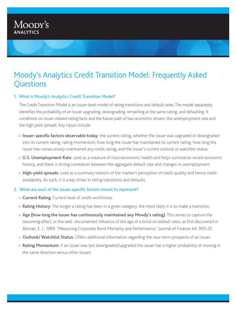 Credit Transition Model Faq | PDF
