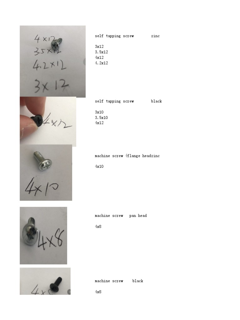Self Tapping Screw Zinc 3x12 3.5x12 4x12 4.2x12 | PDF