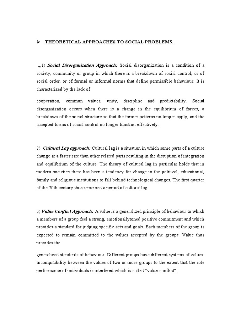 Theoretical Approaches To Social Problems | PDF
